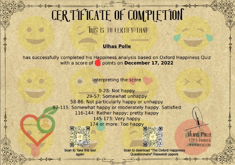 Free Online Happiness Quiz from Oxford - UPEHS.COM