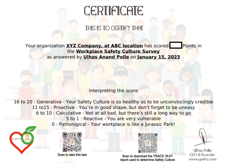 Free workplace safety culture survey with certificate